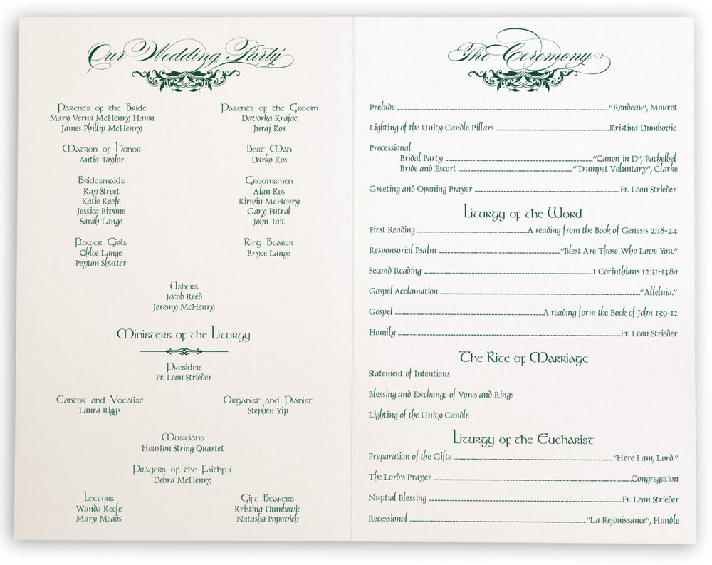 Vintage Scott's Garden Irish and Celtic Wedding Programs and Church Programs - Documents and Designs